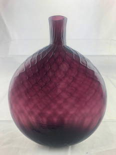 Amethyst Stiegel Glass Flask, Diamond Molded Pattern,