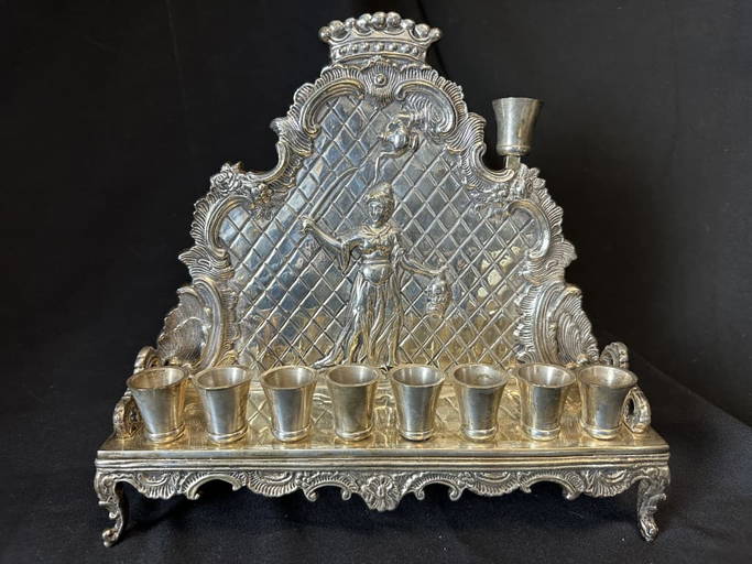 Silver Hanukkah Menorah Judith Head Of Halofernes