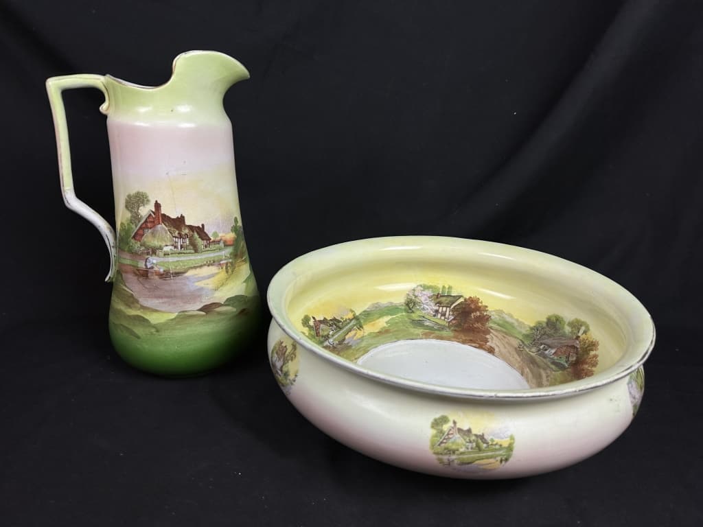 Empire Works Stoke On Trent Pitcher & Bowl Set Auction