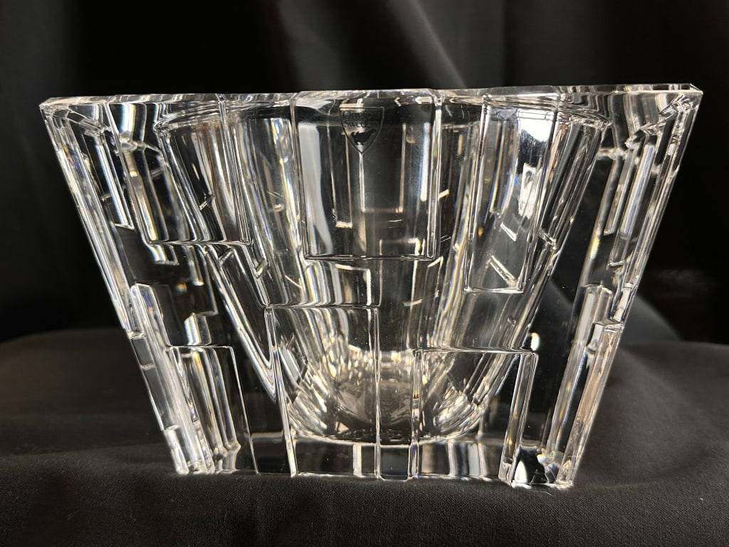 Mid-century Orrefors Square Crystal Bowl Auction
