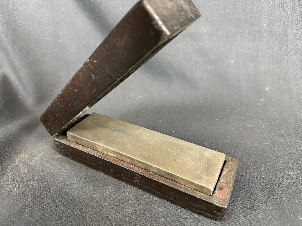 Antique Sharpening Stone In Hinged Wood Box Auction