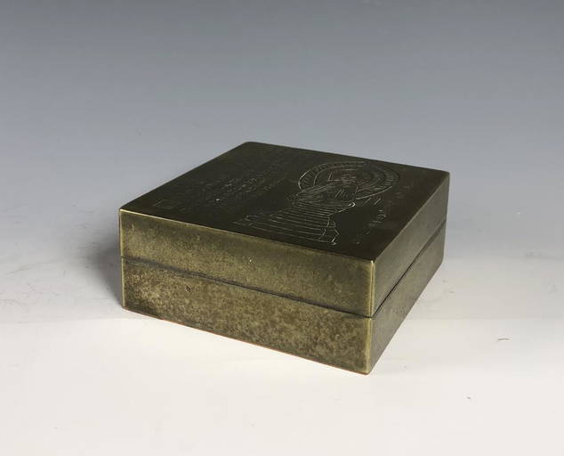 Inscribed Bronze Ink Box