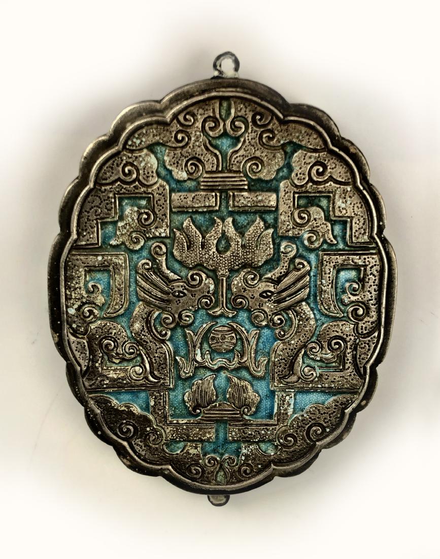 CHINESE SILVER ENAMELED PENDANT