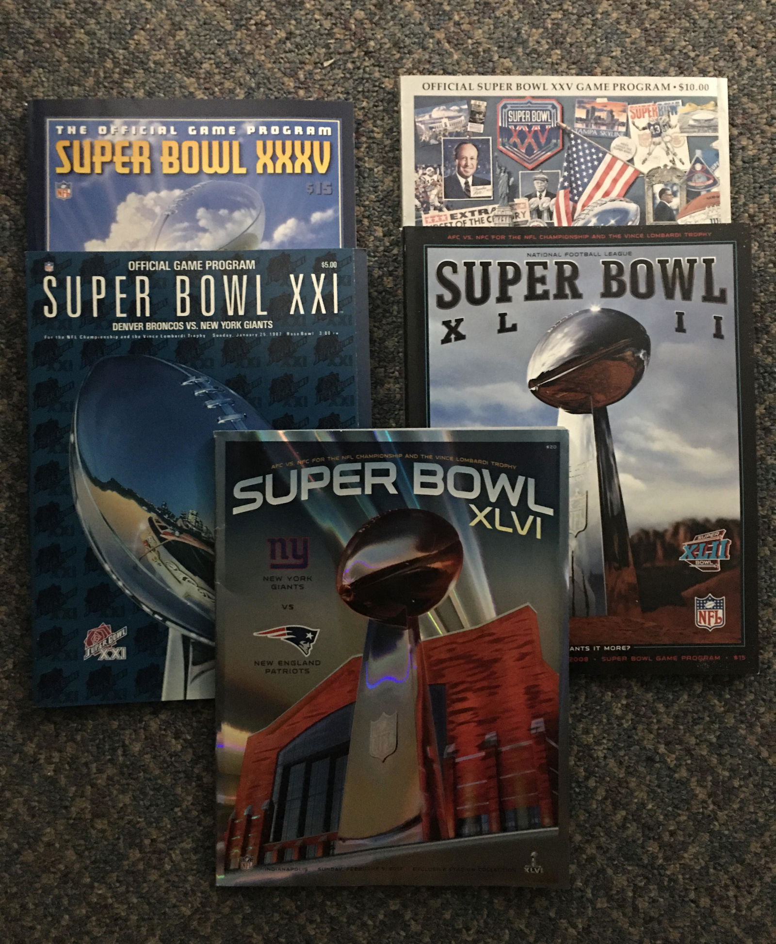 Set Of Five Super Bowl Programs