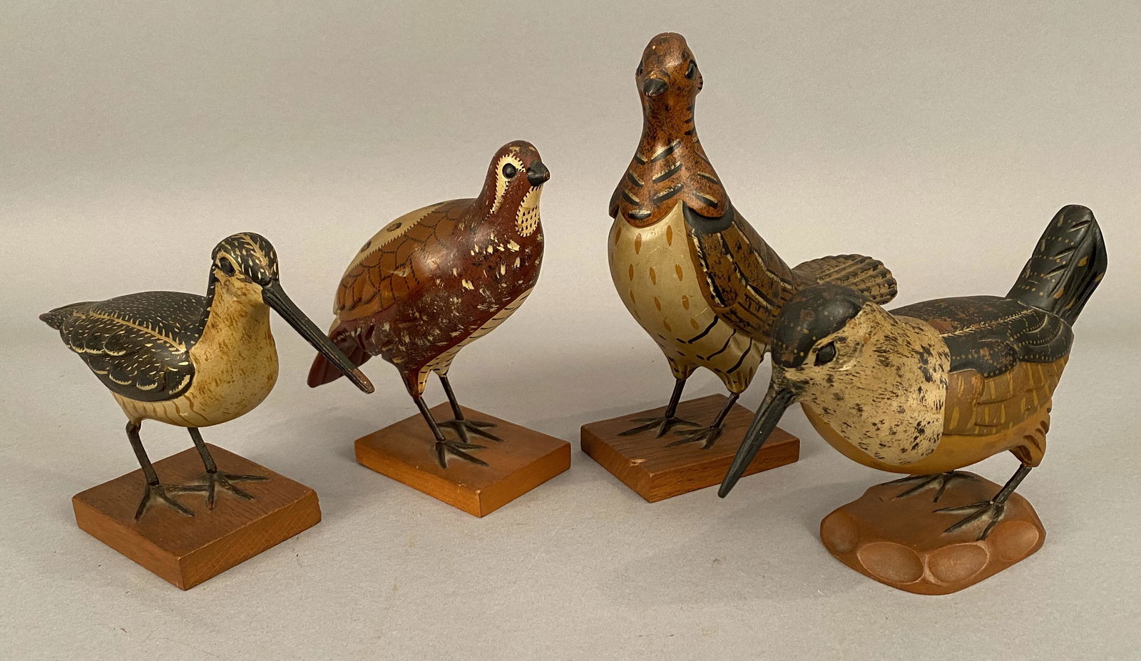 4 Carved & Painted Carl Forslund Birds On Stands