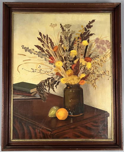 Elsie Esner Oil On Canvas Still Life Of Flowers