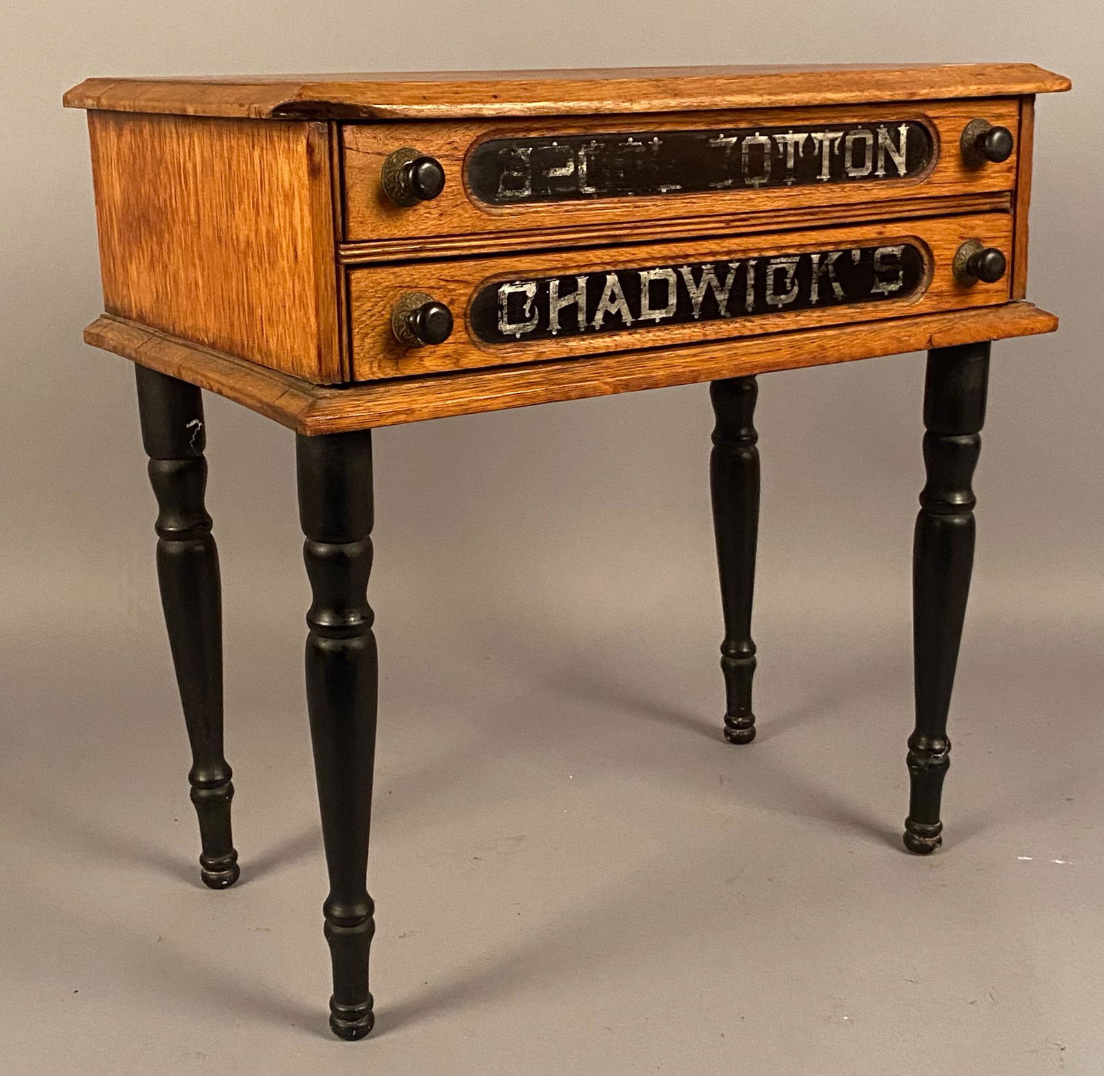 Antique Spool Cabinet With Two Drawers