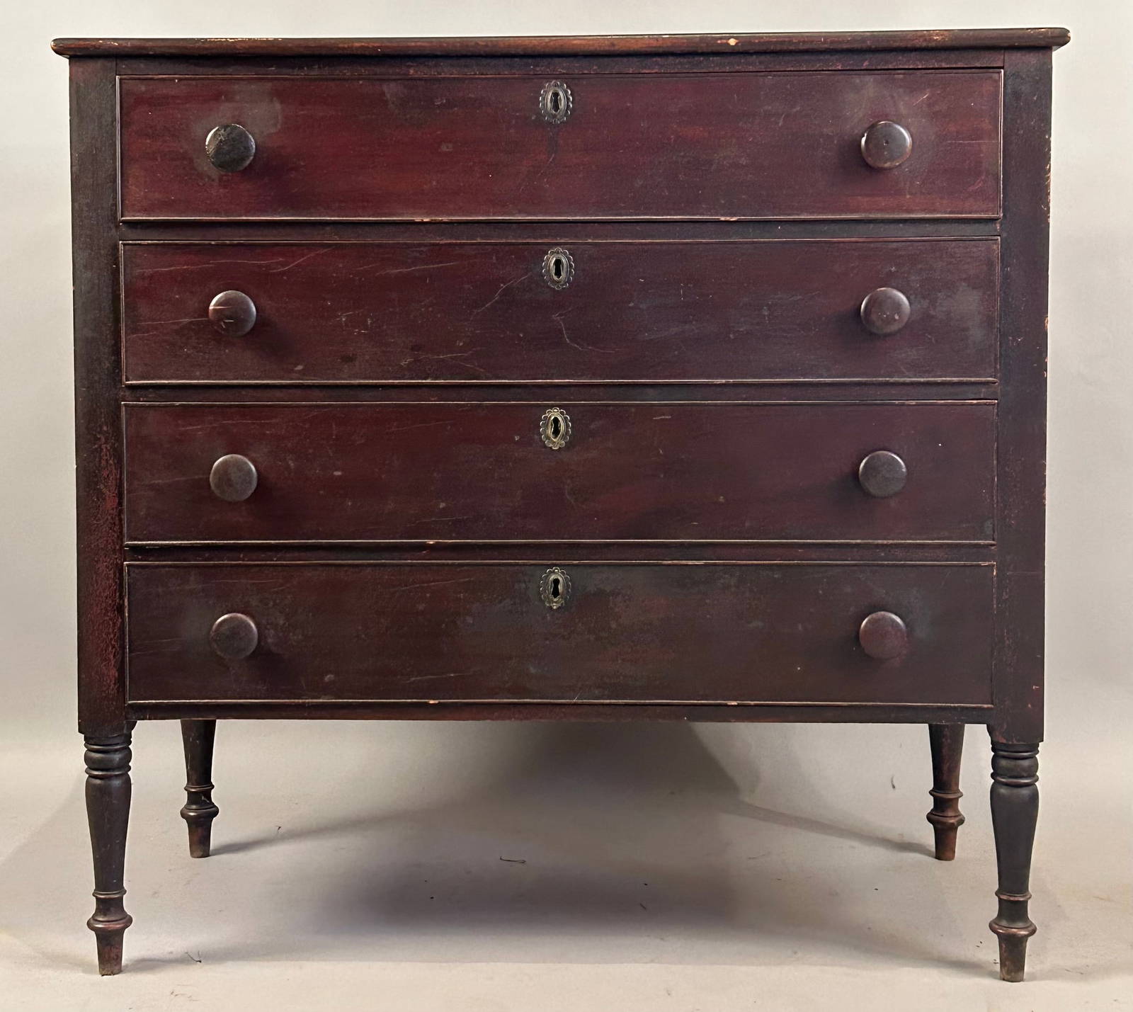 Sheraton Four Drawer Chest Red Paint Auction