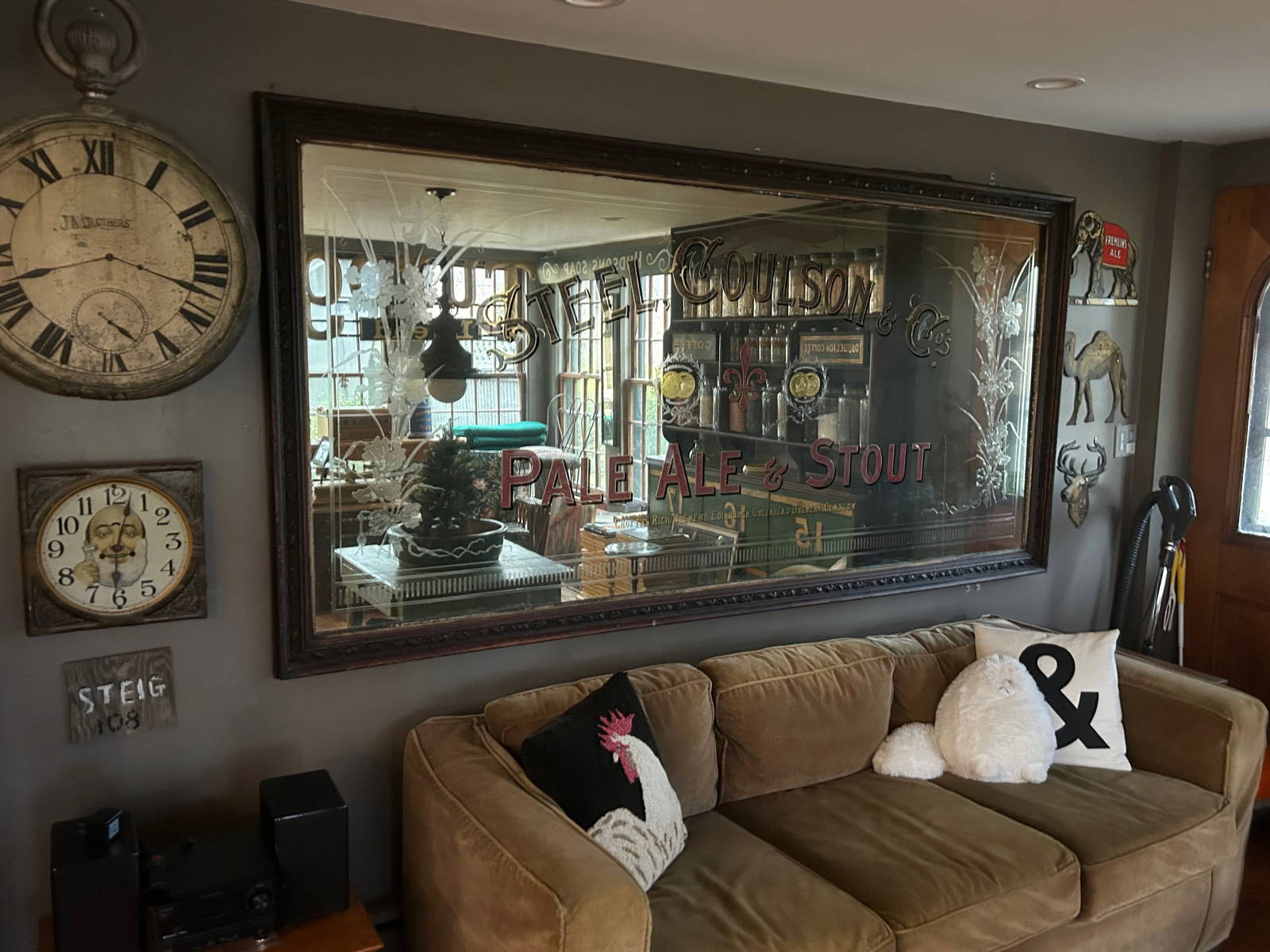 Monumental Steel Coulson & Co Mirrored Sign Auction