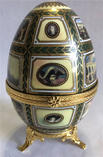 Vintage Limoges Porcelain Egg Shaped Trinket Box