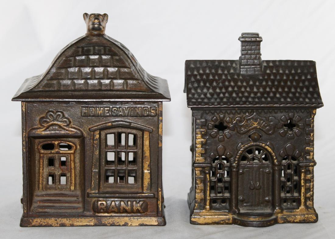 Two Cast Iron Building Banks