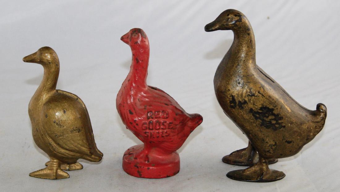 Two Geese And Duck Iron Still Banks