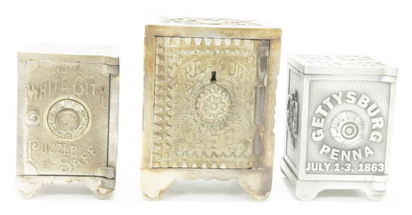 Three Cast Iron Safe Banks