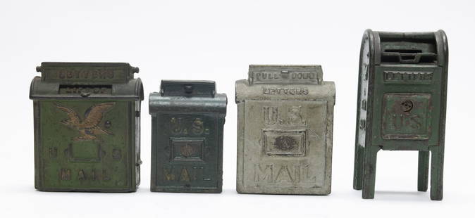 Four Cast Metal Mailbox Banks