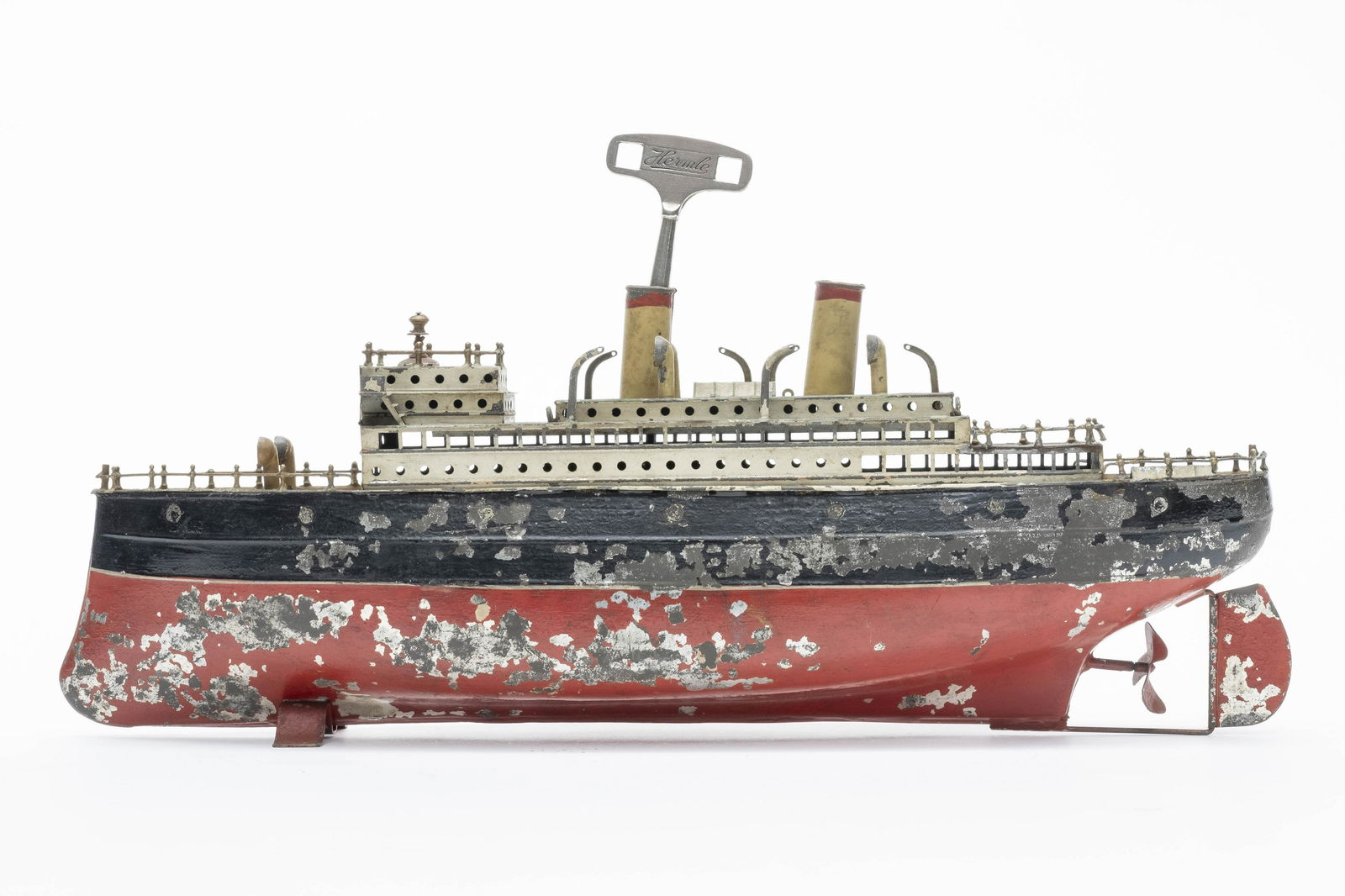 Carette German Two Funnel Ocean Liner