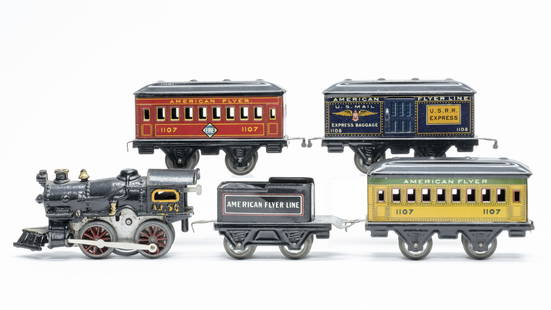 Early American Flyer Clockwork Cast Iron Locomotive Train Set With ...