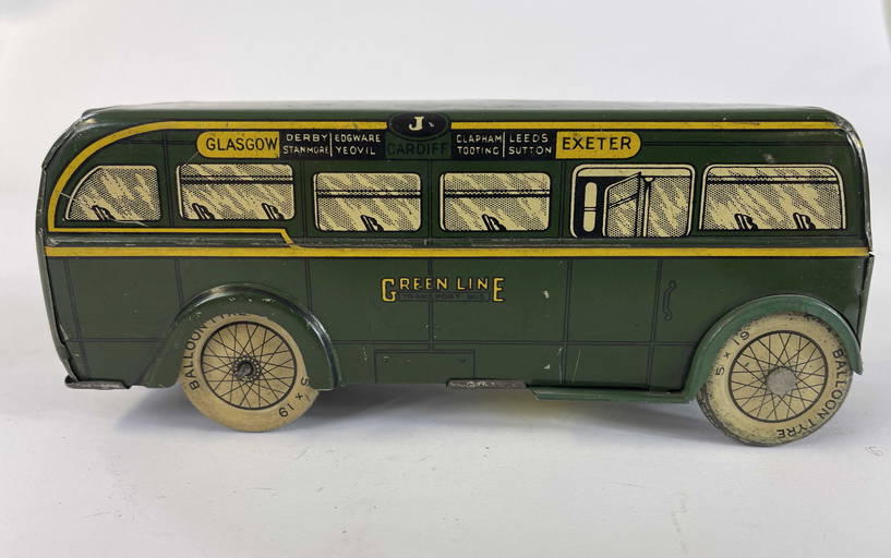 Green Line Bus Tin Toy