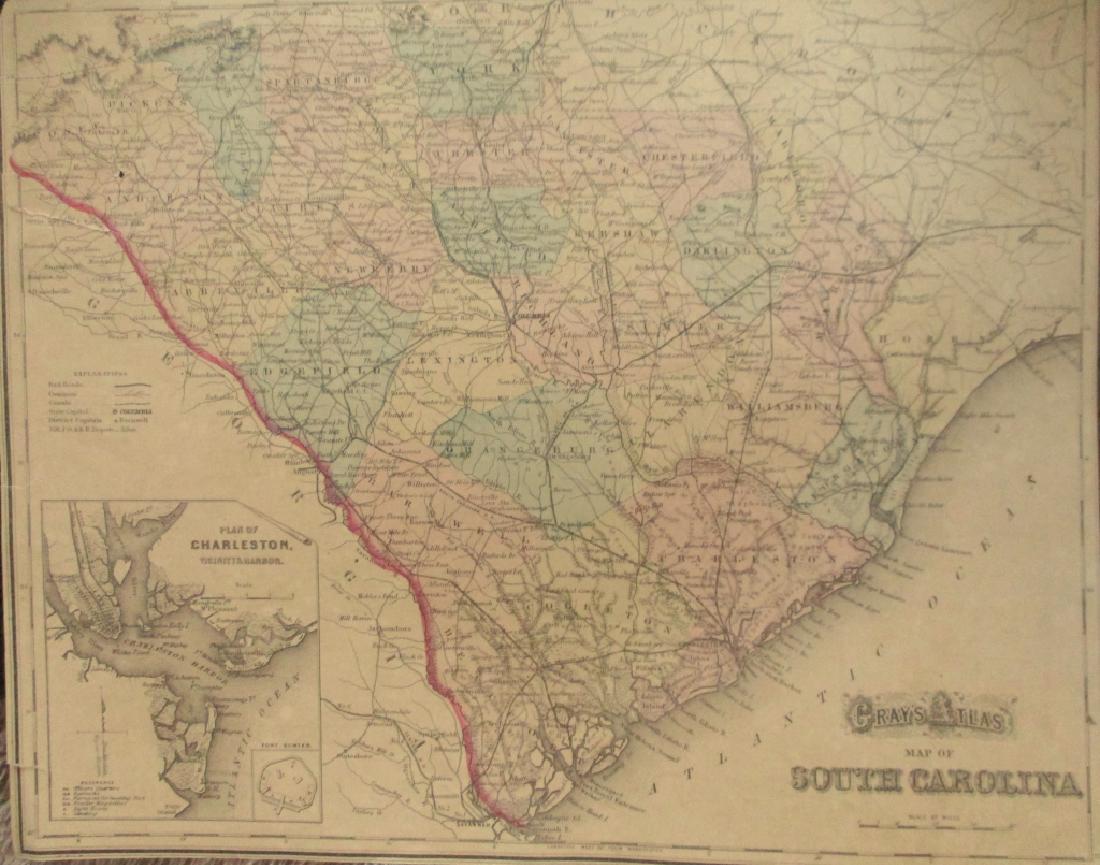 2 Hand Colored Maps - Georgia & South Carolina