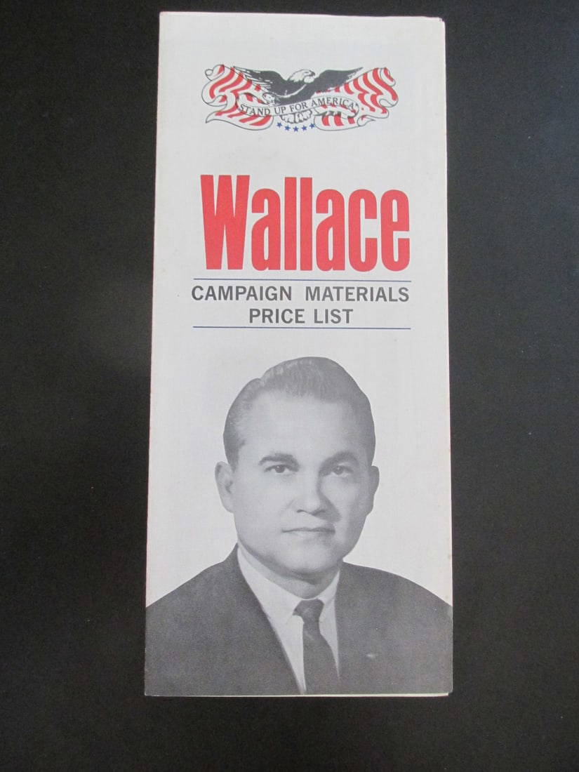 Rare George Wallace Campaign Price List Auction