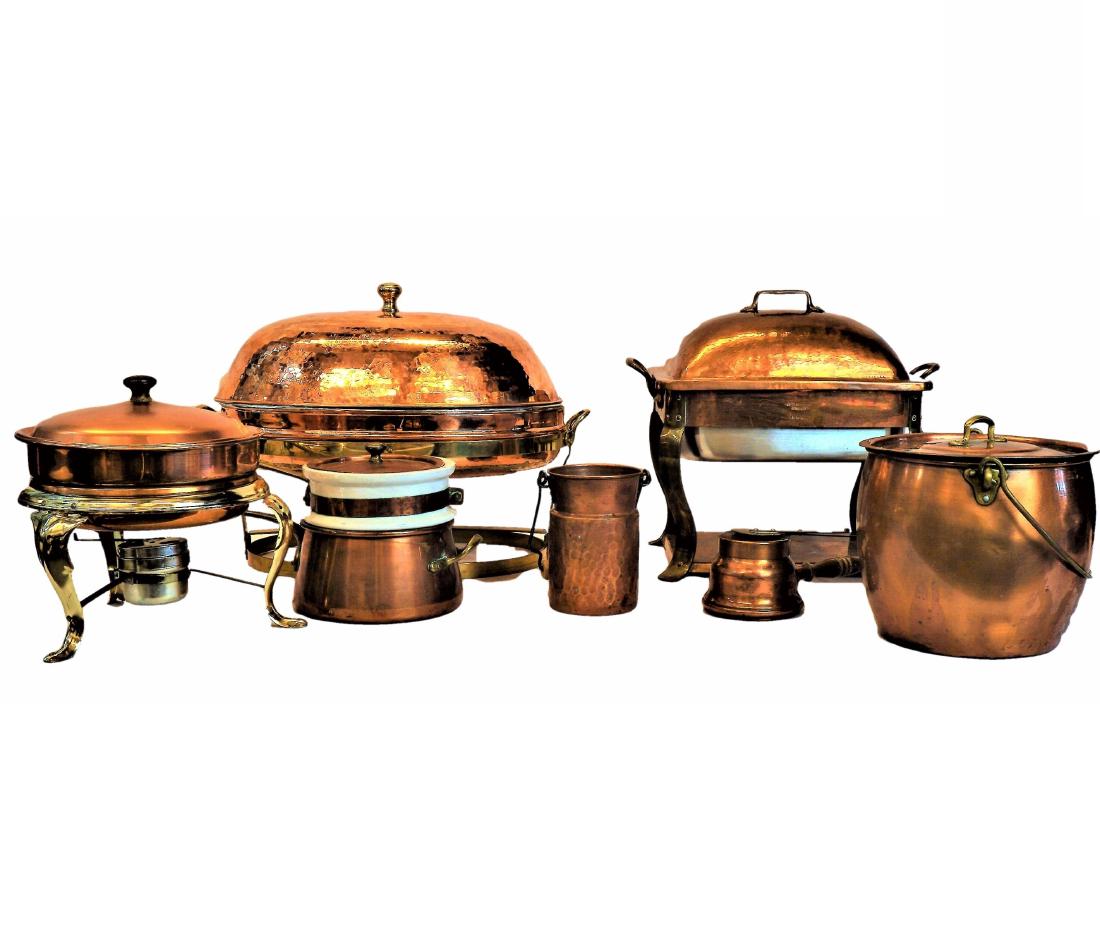 Group of 8 European Copper Cookware Pieces