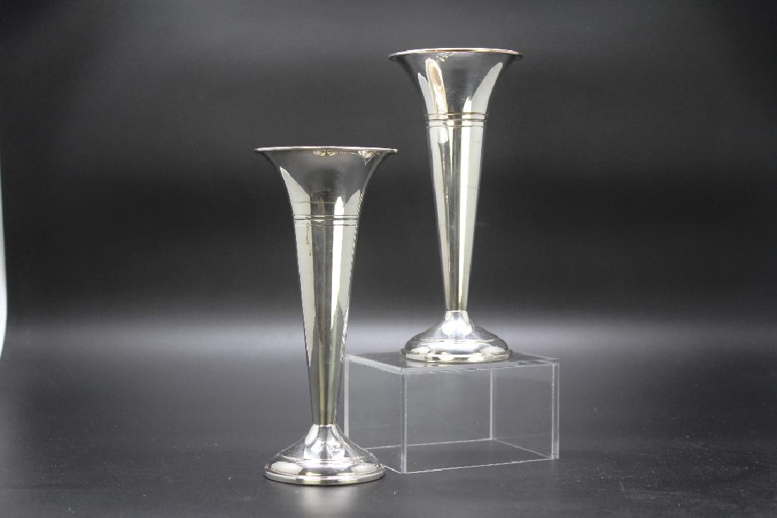 A Pair Of Silver Plated Vases