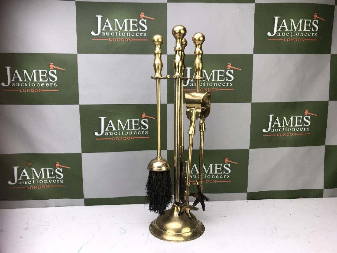 Antique Brass Set Of Fire Place Accessories