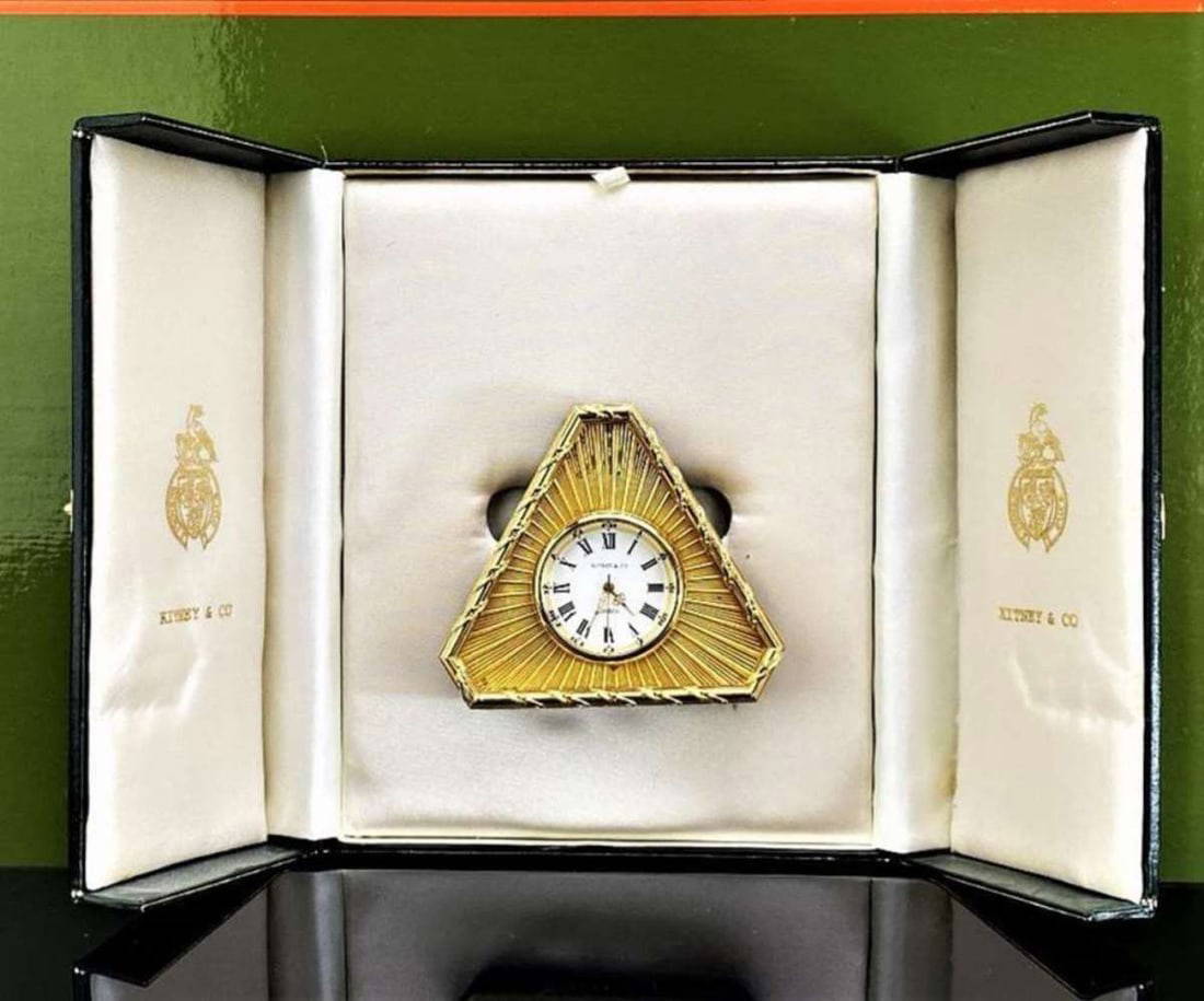 Kitney & Co Vintage Gold Plated Desk Clock, Made In England Auction