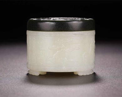 Xinjiang Hetian Jade Rouge Box In The Qing Dynasty
