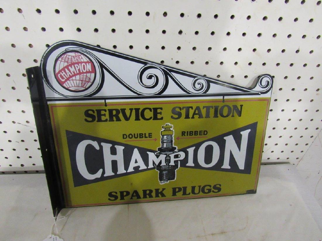 DST Champion Service Station spark plugs flange sign