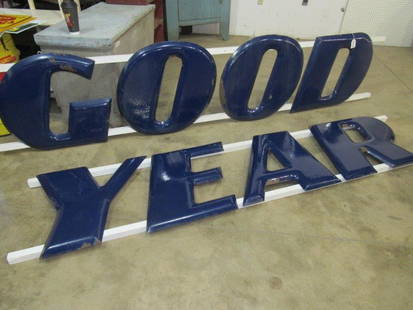 Blue Porcelain 24" Goodyear Letters Sign