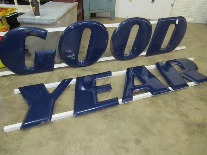 Blue Porcelain 24" Goodyear Letters Sign