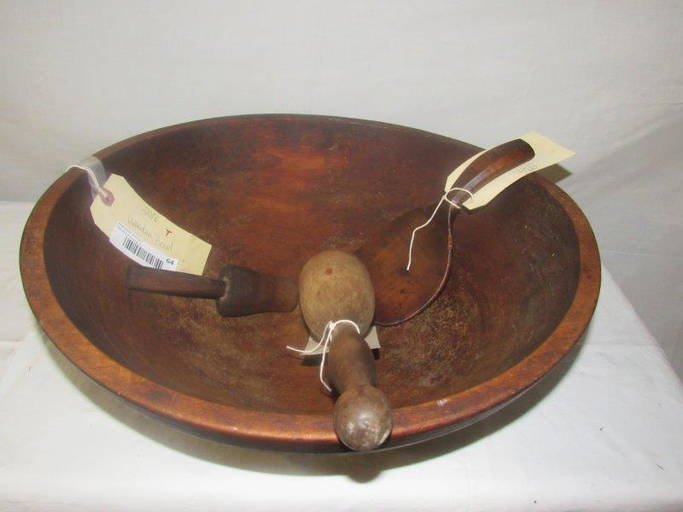 Wooden Butter Bowl With Small Primitives
