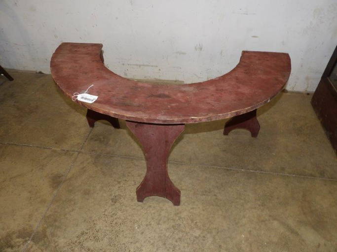 Primitive Painted Half Moon Display Stand