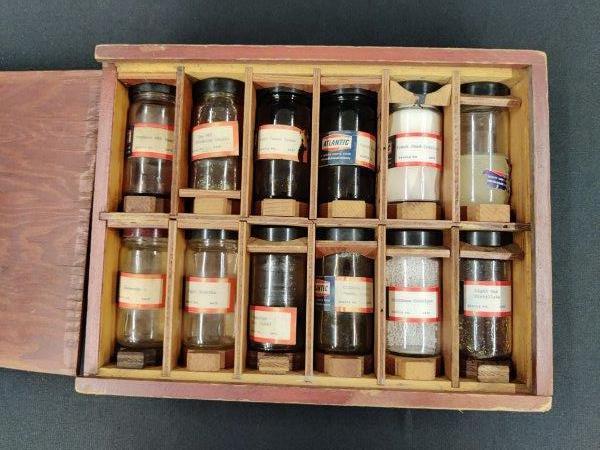 Salesman Sample Box Of Atlantic Oil Bottles