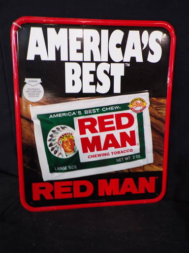 Red Man Chewing Tobacco Tin Sign