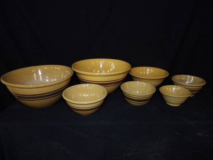 7 Yellow Ware Nesting Bowls