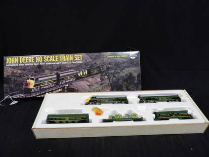 Athearn John Deere Ho Scale Train Set W/ 2 Pewter Cast 75th Ann. Model ...