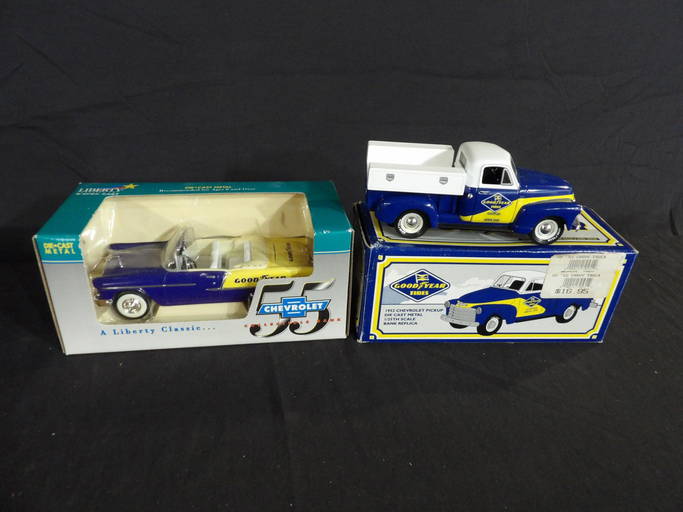 Lot Of 2 Spec Cast Goodyear Advertising Locking Coin Bank Replicas