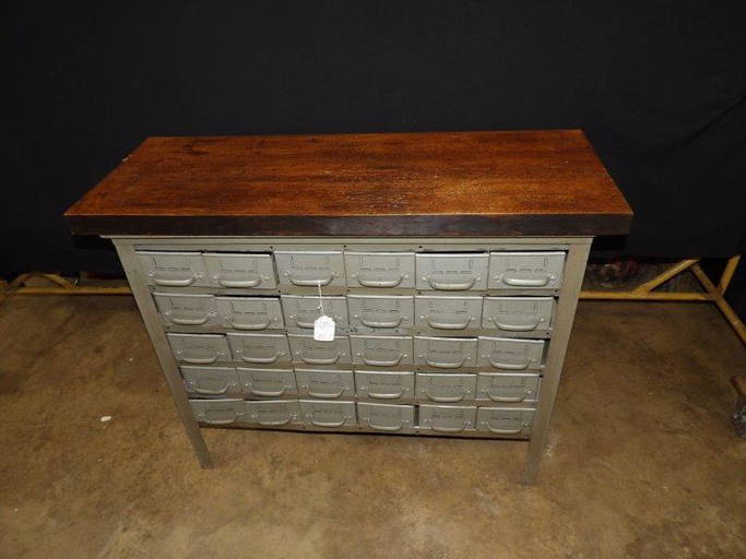 30 drawer metal cabinet with butcher block top (#0243) on Dec 27, 2022 ...