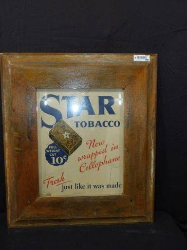 Star Tobacco Framed Cardboard Sign