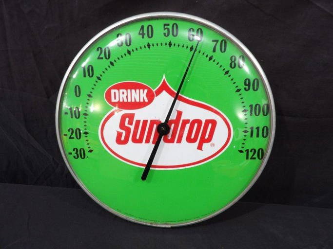 Sundrop soda thermometer (#1224) on Dec 28, 2022 | Atlee Raber Auctions ...