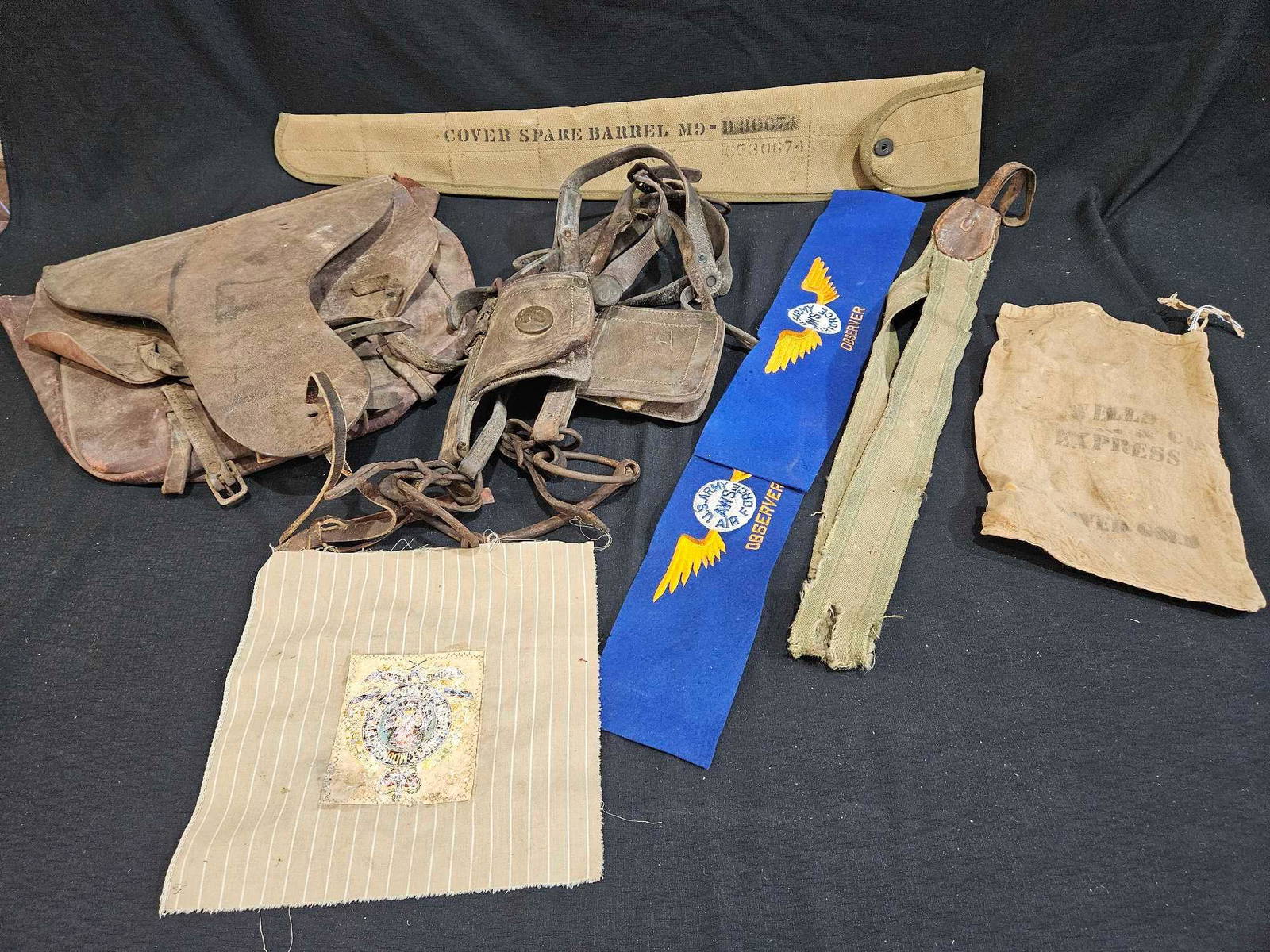 Lot Of Misc. Military Gun Case, Sashes, Wells Fargo Money Bag ...