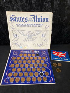 States Of The Union 50 Bronze Coins Set Framed 1969