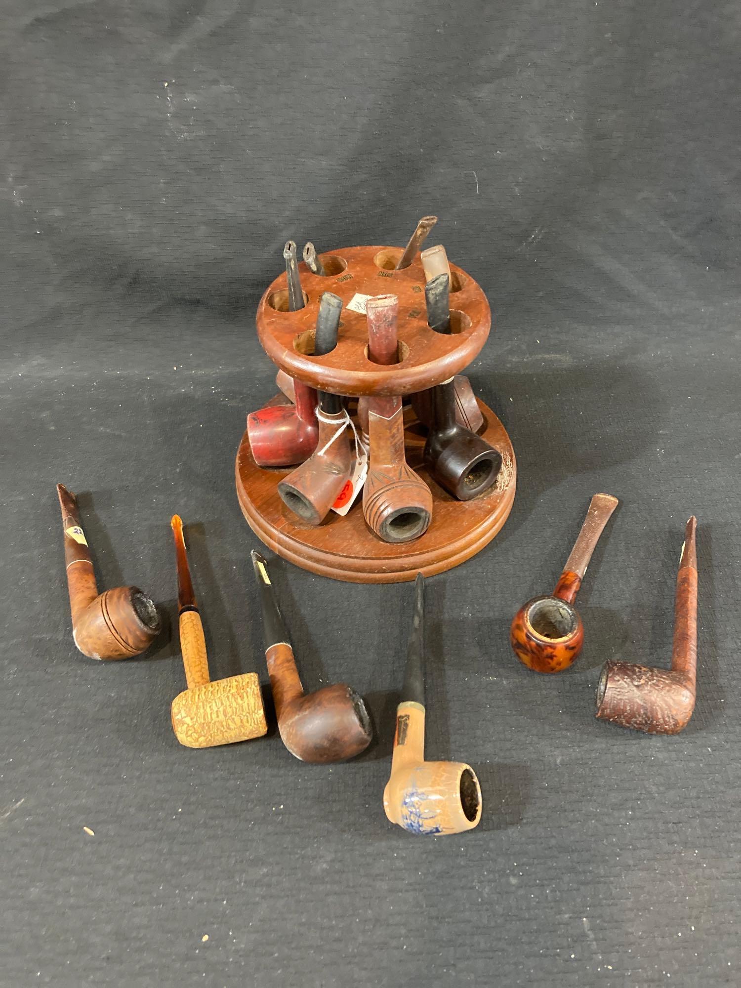 Pipe Stand With 13 Pipes Auction