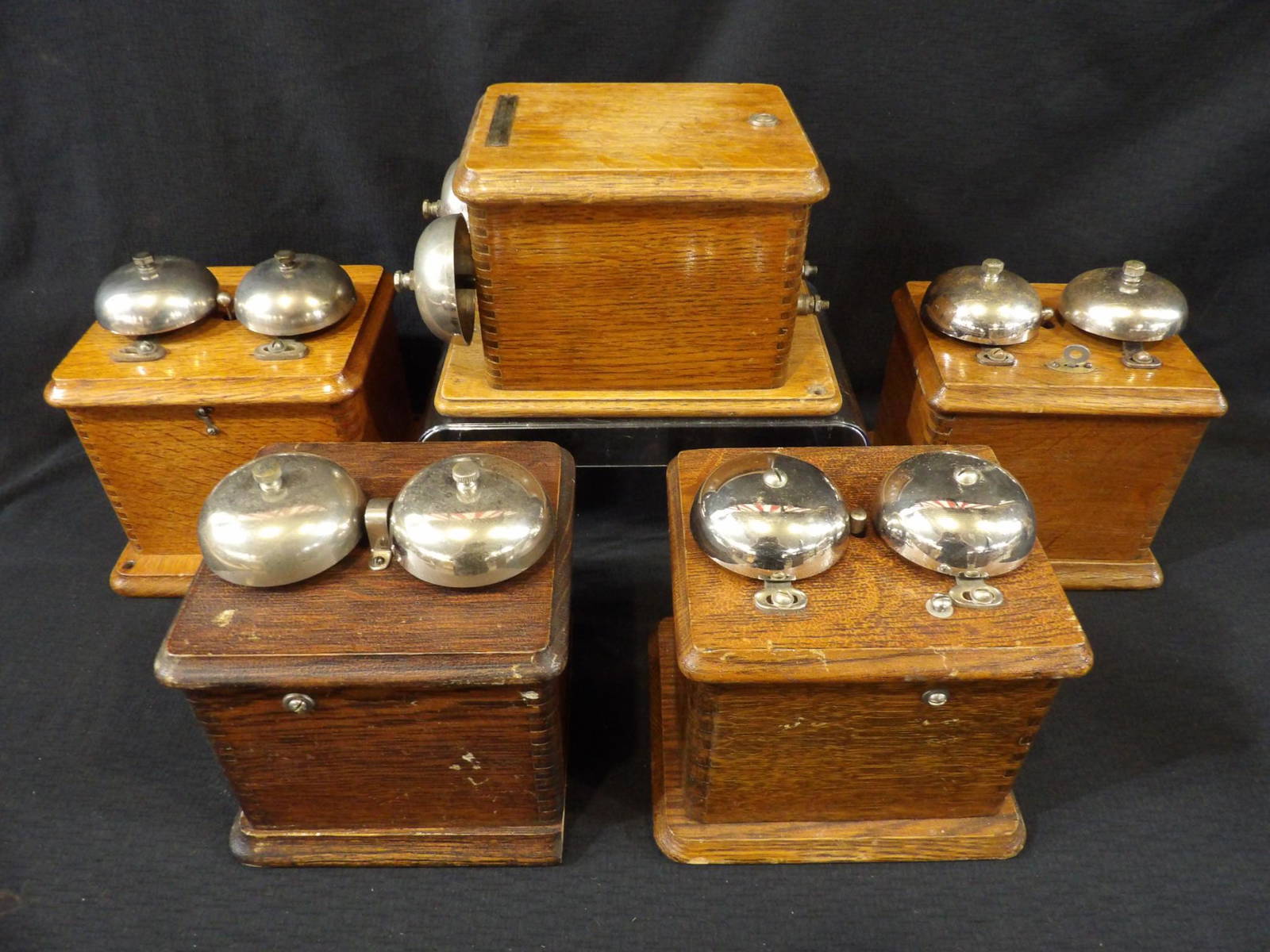 Lot Of 5 Early Oak And Walnut Telephone Bell Extension Ringer Boxes Auction