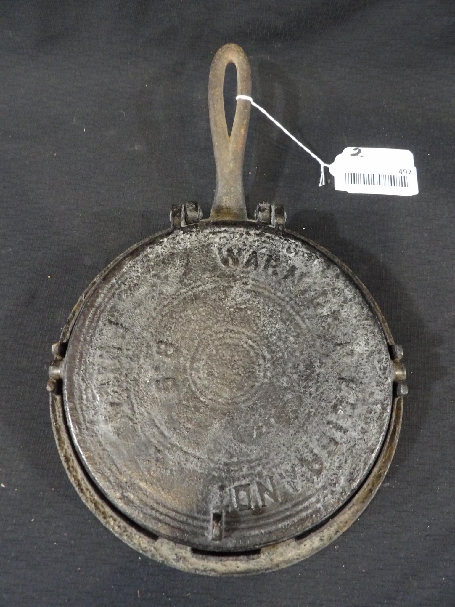 Early Cast Iron Waffle Iron W/ Base Auction