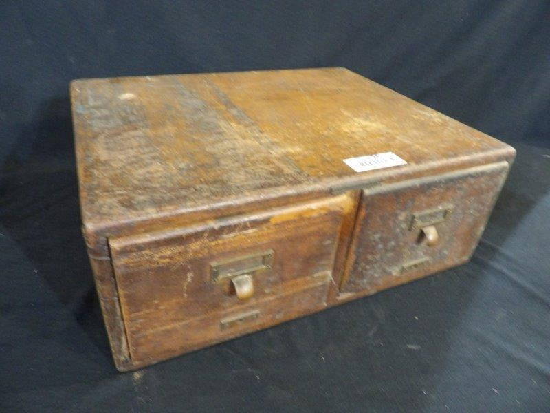Antique Library Bureau Wood Two Drawer Card Catalog File Box Auction