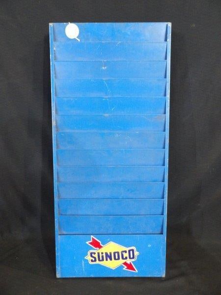 Vintage Sunoco Metal 12 Pocket Wall Hanging Shop / Station Rack Auction