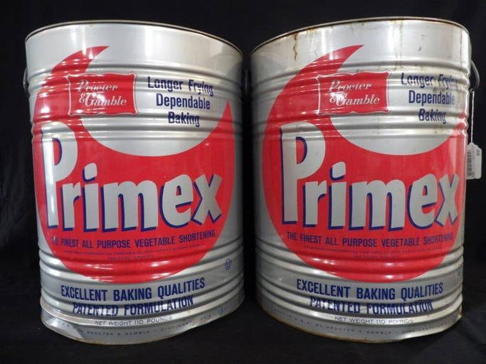 Lot Of 2 Vintage Proctor & Gamble Primex Shortening 110 Lb. Handled ...