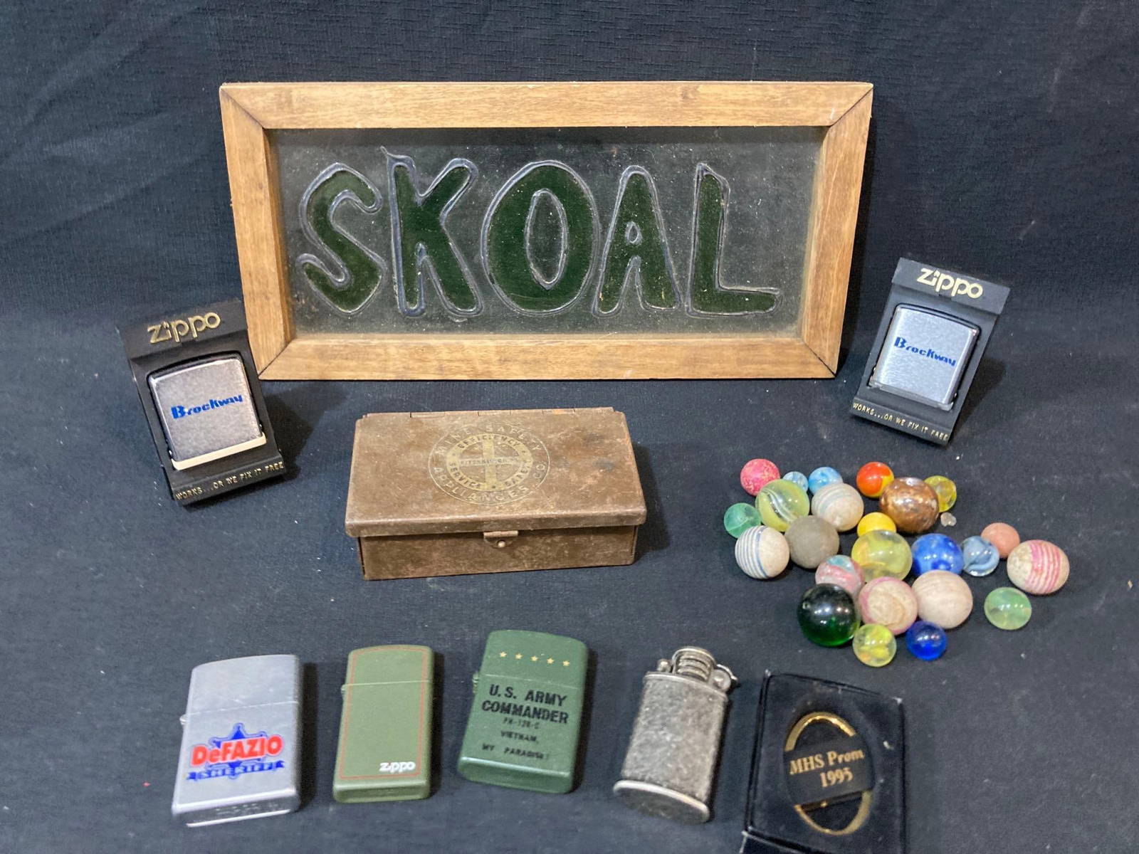 Zippo Lighters, Skoal Sign And Mine Safety Box Auction